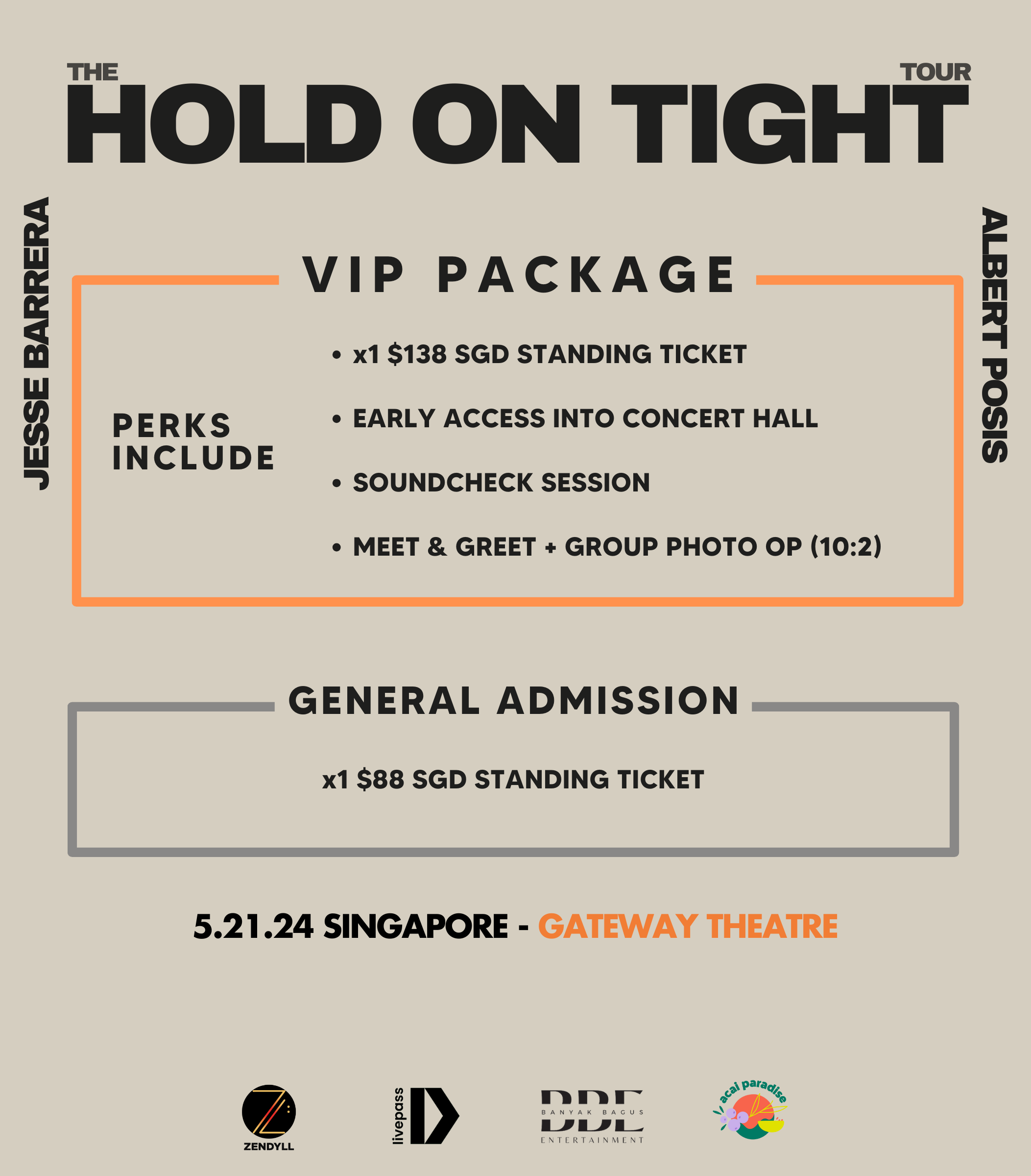 Jesse Barrera & Albert Posis - The Hold On Tight Tour in Singapore